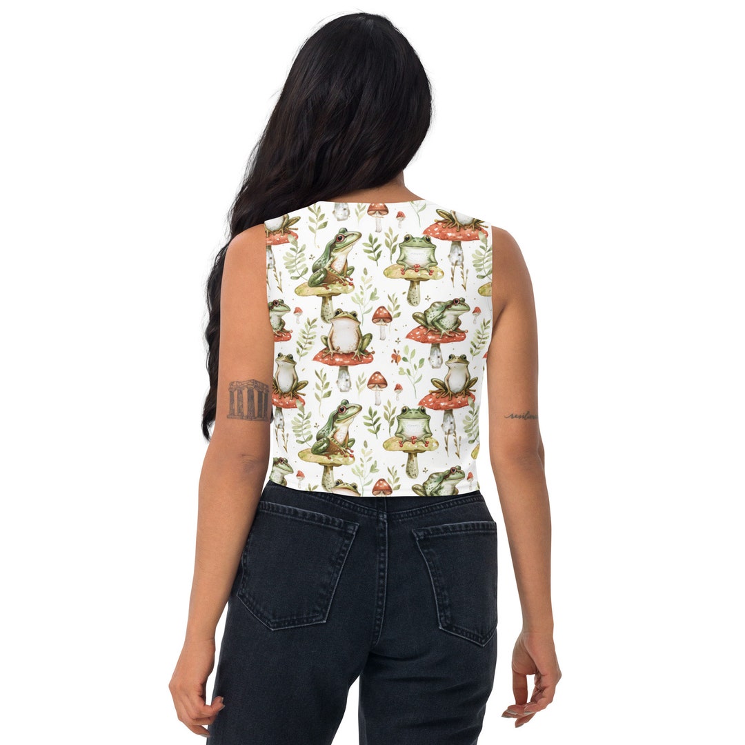 Frogs on Toadstools Fitted Crop Top - Etsy