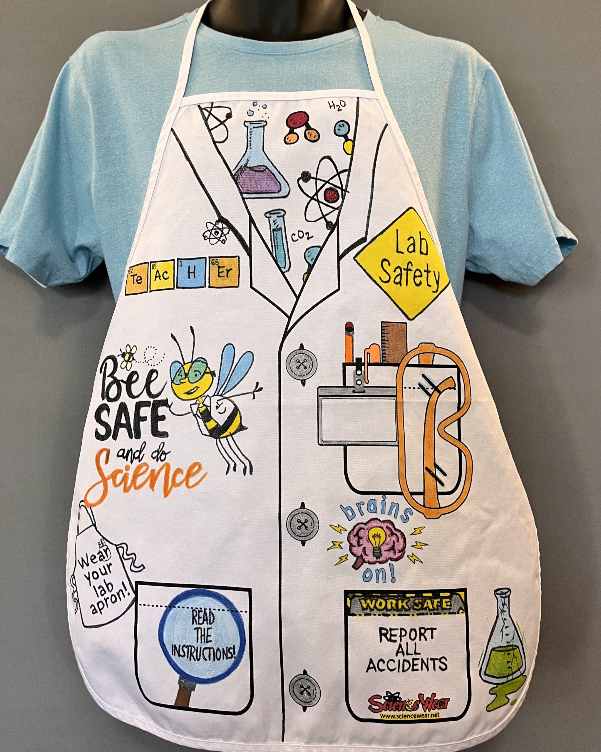 Science Teacher Apron - Bee Safe Science, Hand-illustrated - Etsy