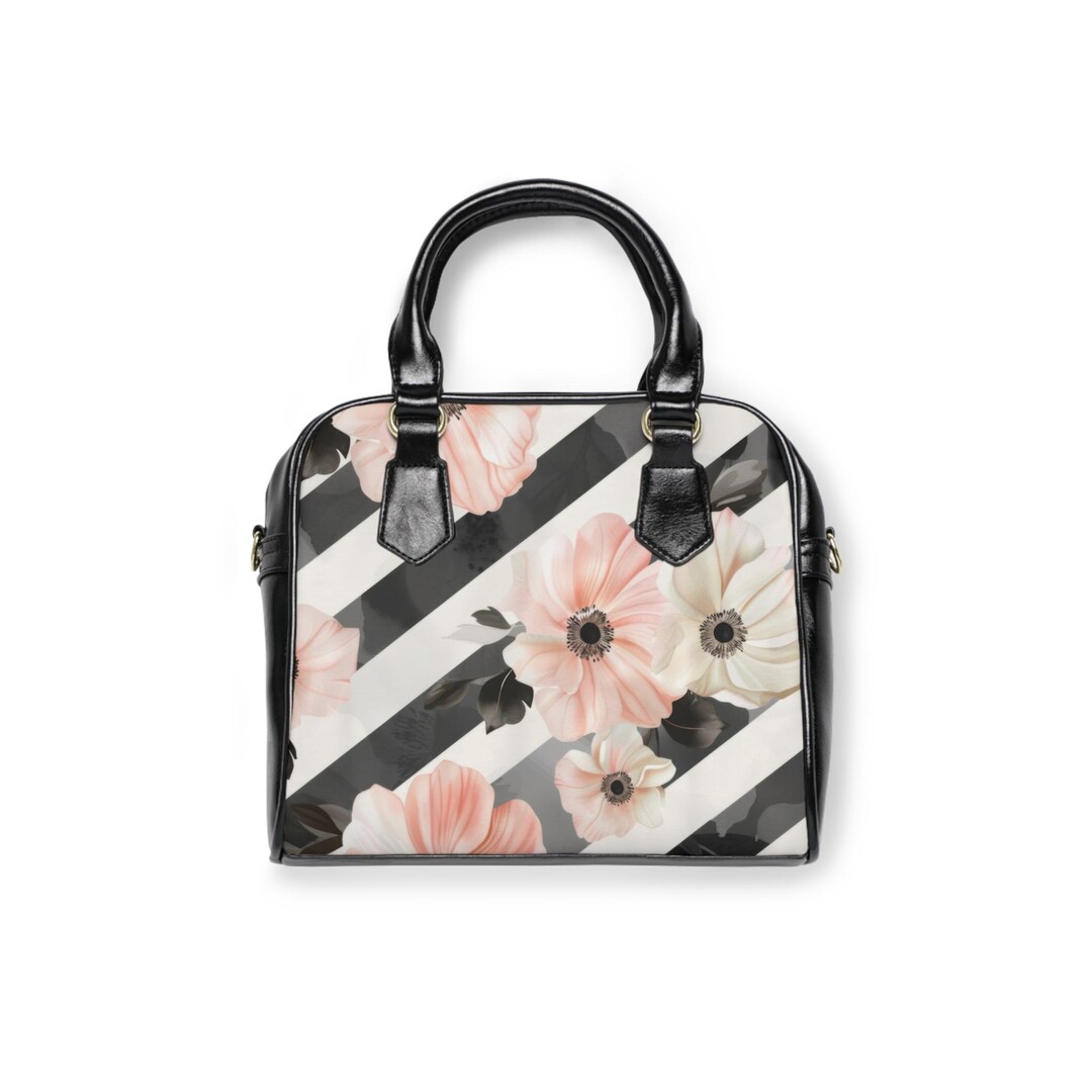 Black and White Floral Pretty Handbag - Etsy