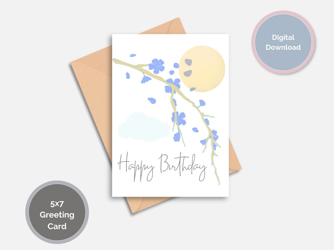 Simple Birthday Printable Card | Digital Download Card | Digital ...