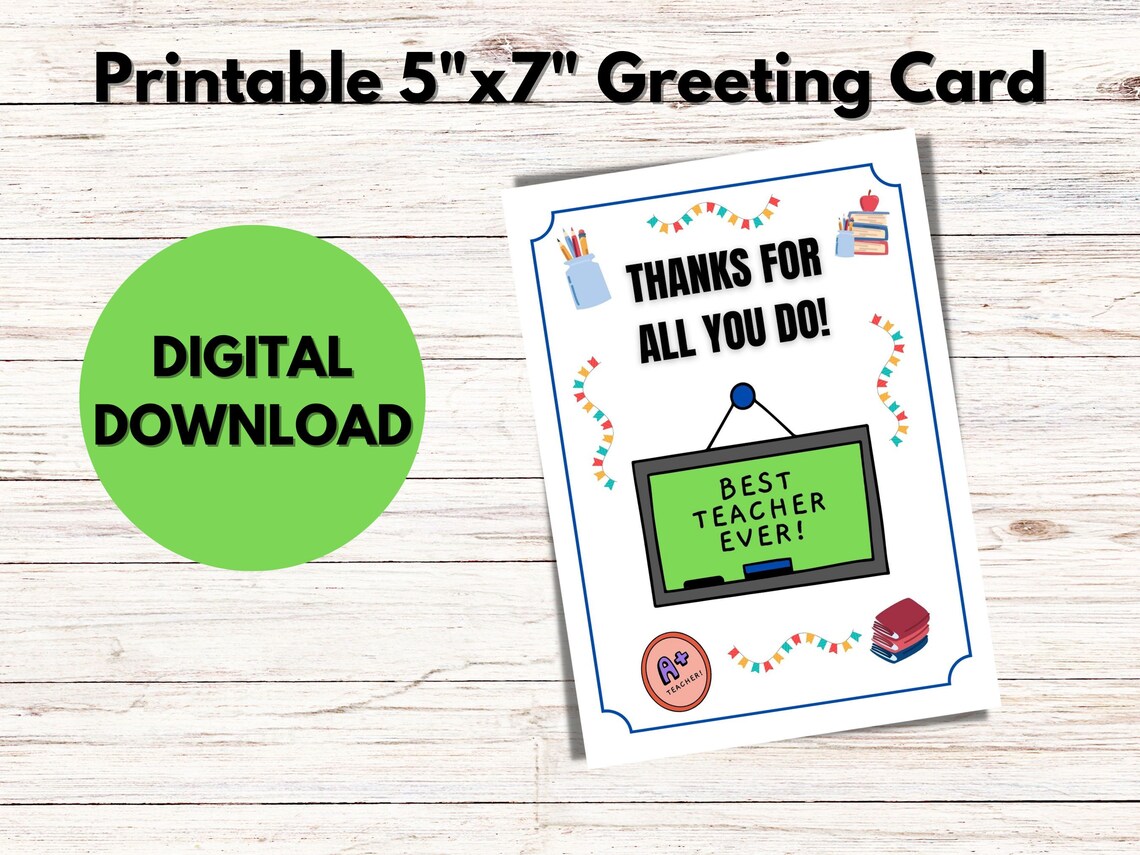 Printable Teacher Appreciation Card Printable Gift Card Holder ...