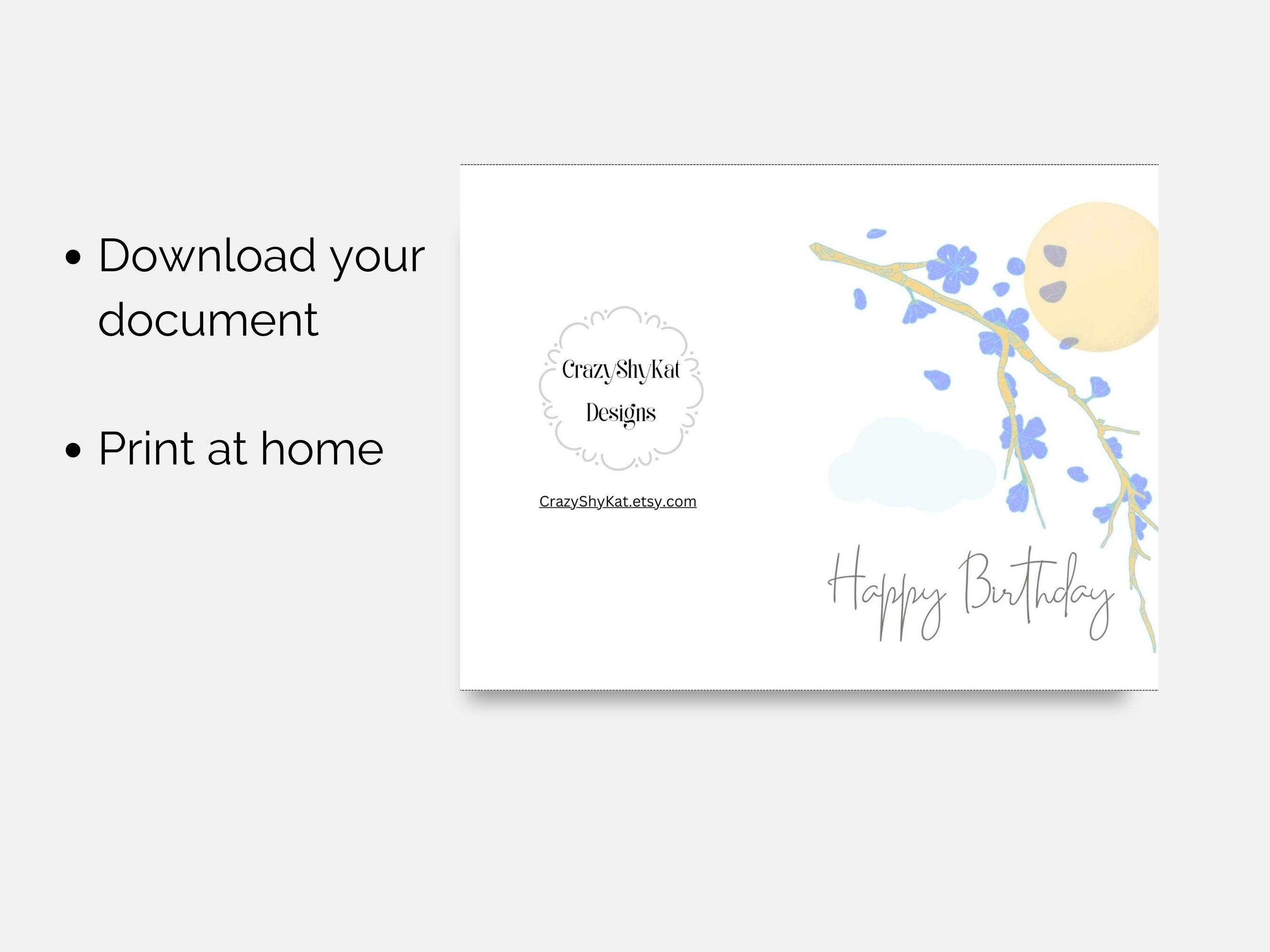 Simple Birthday Printable Card | Digital Download Card | Digital ...