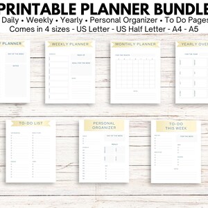 Printable Planner Bundle | Daily, Weekly, Monthly, Yearly, to Do Lists ...