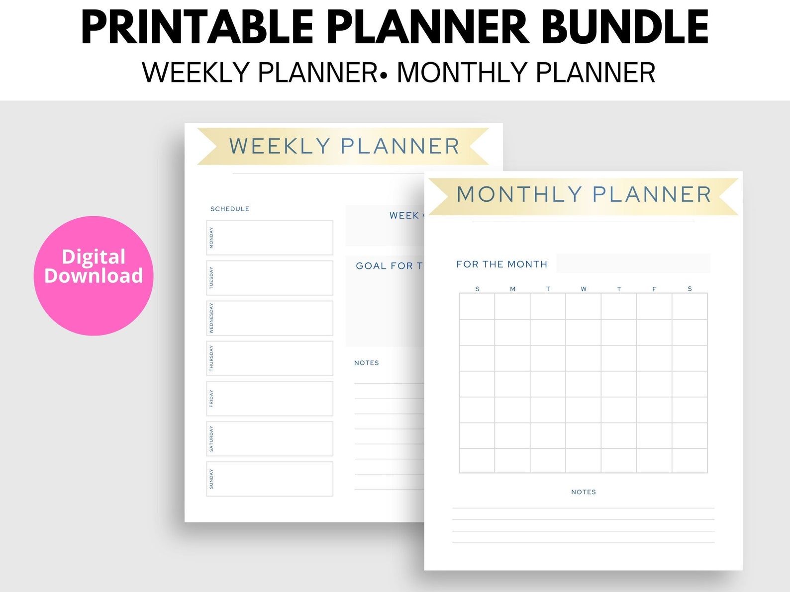 Printable Planner Bundle | Daily, Weekly, Monthly, Yearly, to Do Lists ...