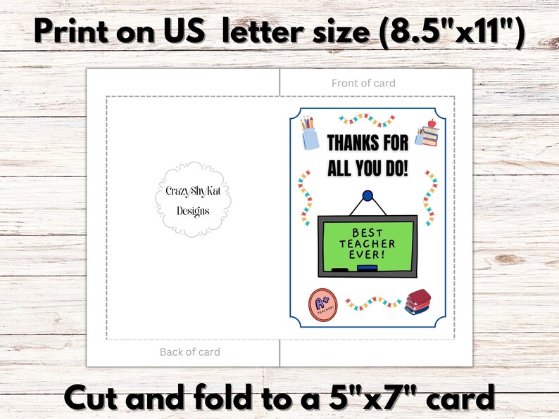 Printable Teacher Appreciation Card Printable Gift Card Holder ...