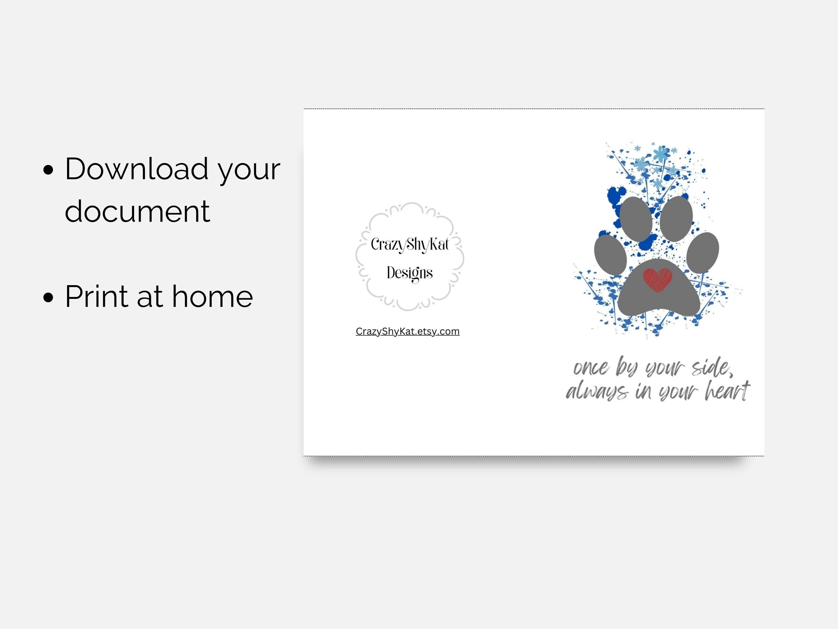 Pet Sympathy Card: Paw Print Condolence (digital Download) - Etsy