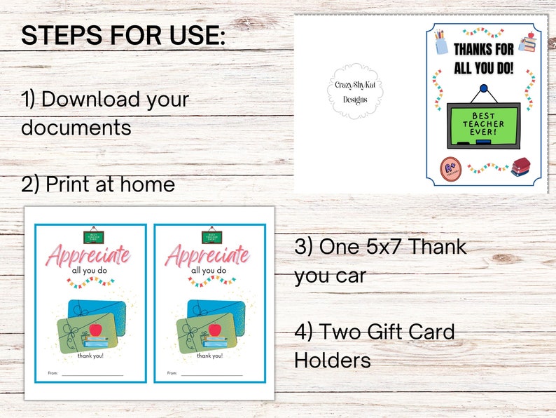 Printable Teacher Appreciation Card Printable Gift Card Holder ...