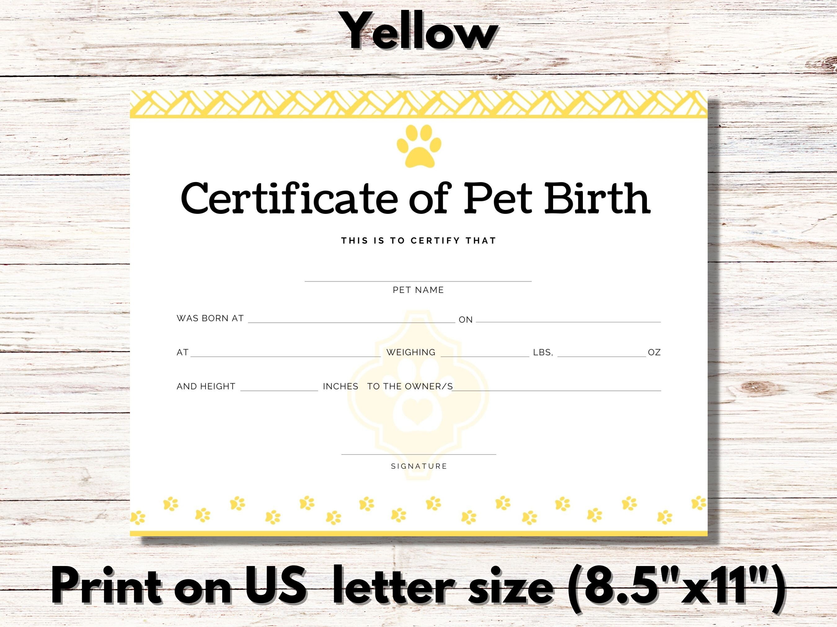 Puppy Birth Certificate Printable Dog Birth Certificate Pet Birth ...