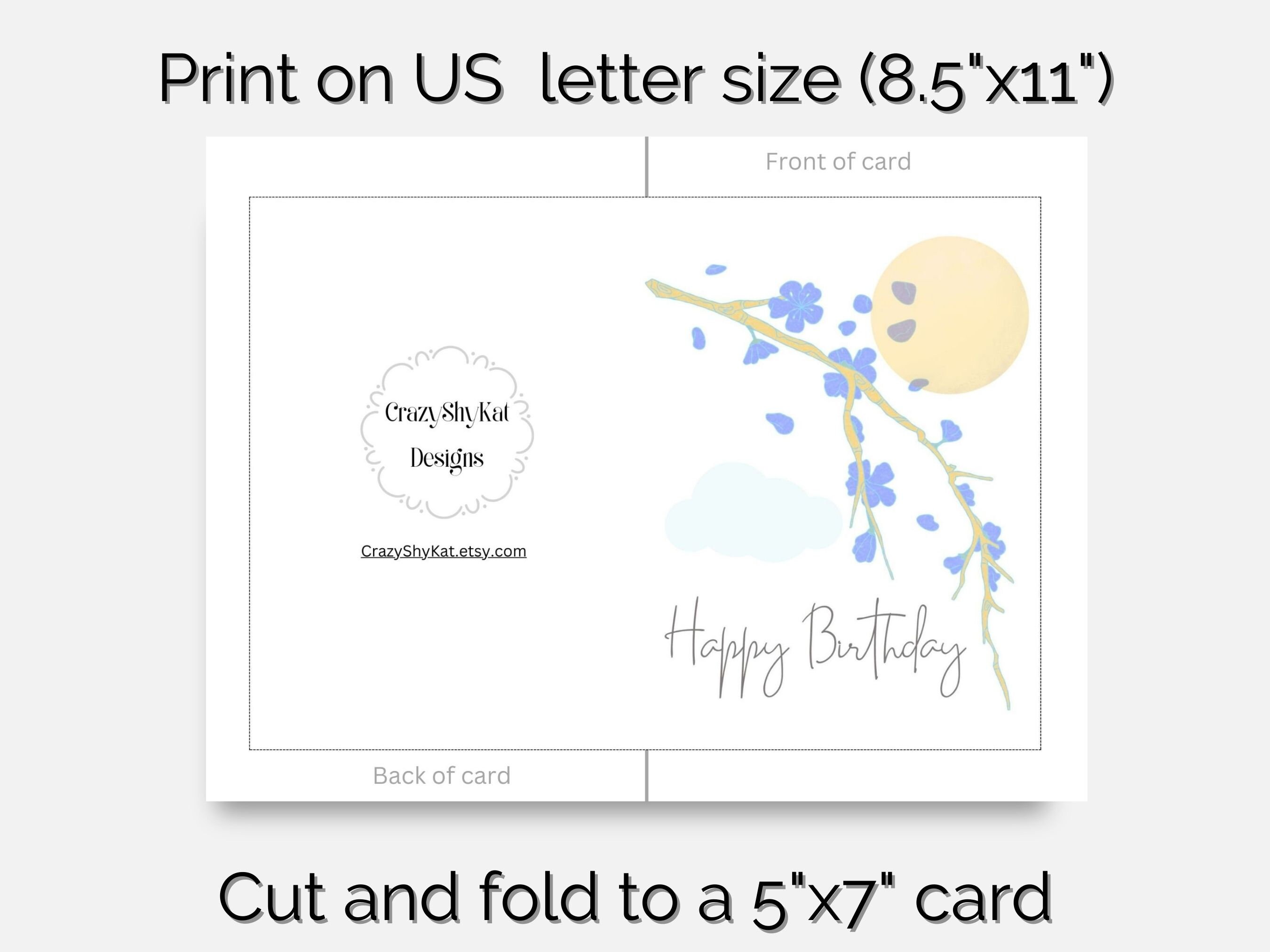 Simple Birthday Printable Card | Digital Download Card | Digital ...