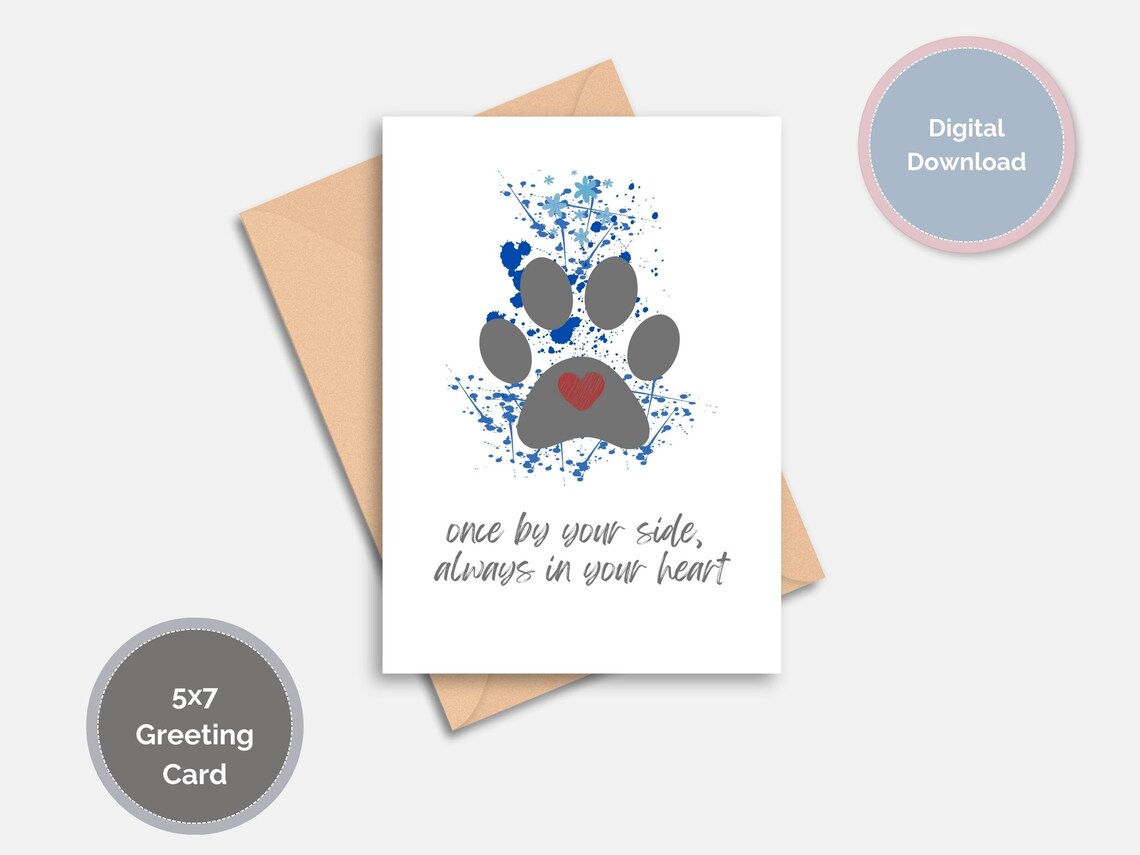 Pet Sympathy Card: Paw Print Condolence (digital Download) - Etsy