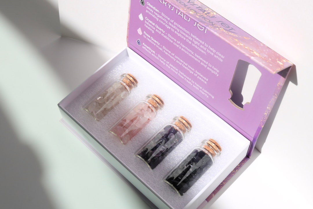 Lovely Mini Crystal Jar Set, Girly Christmas Gift, Rose Quartz Crystal ...