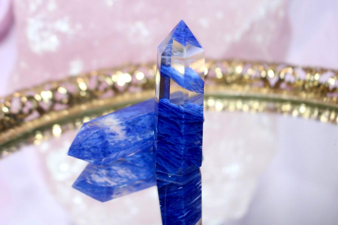 Blueberry Quartz Tower, Blue Crystals, Clear Quartz Tower, Tumbled ...