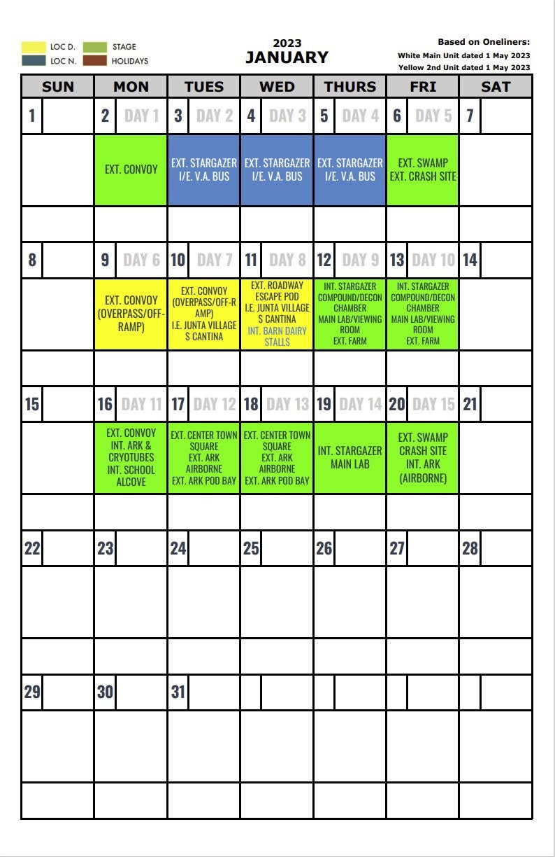 Calendar Template for Film Productions in Google Sheet - Etsy
