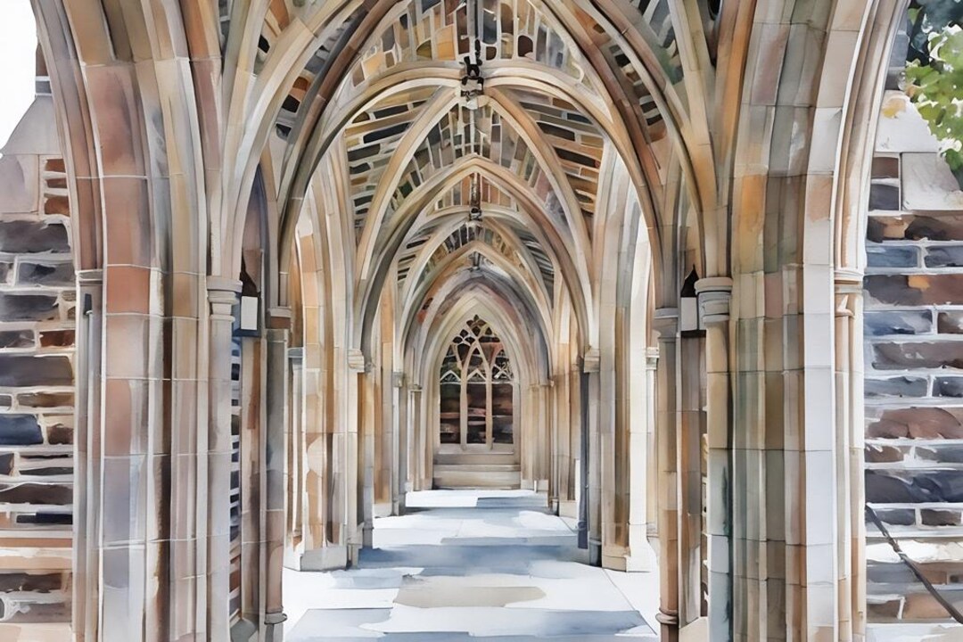 Duke University Chapel Arches Watercolor Print PRINTABLE DOWNLOADABLE ...