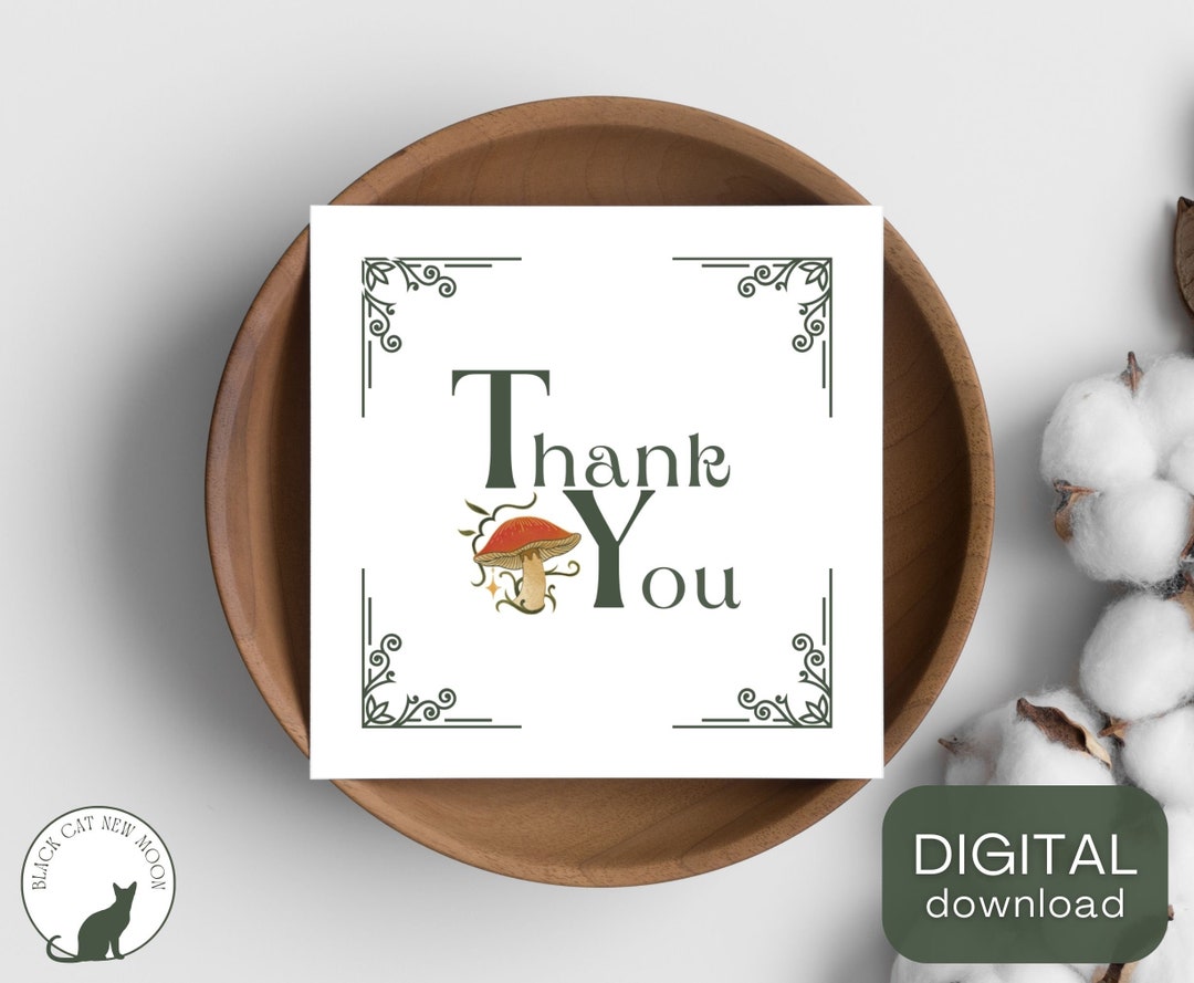 Printable Mushroom Thank You Card 5x5 Vintage Style - Etsy