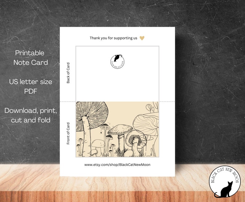 Printable Line Drawing Mushrooms Note Card 4x6 Vintage Style - Etsy