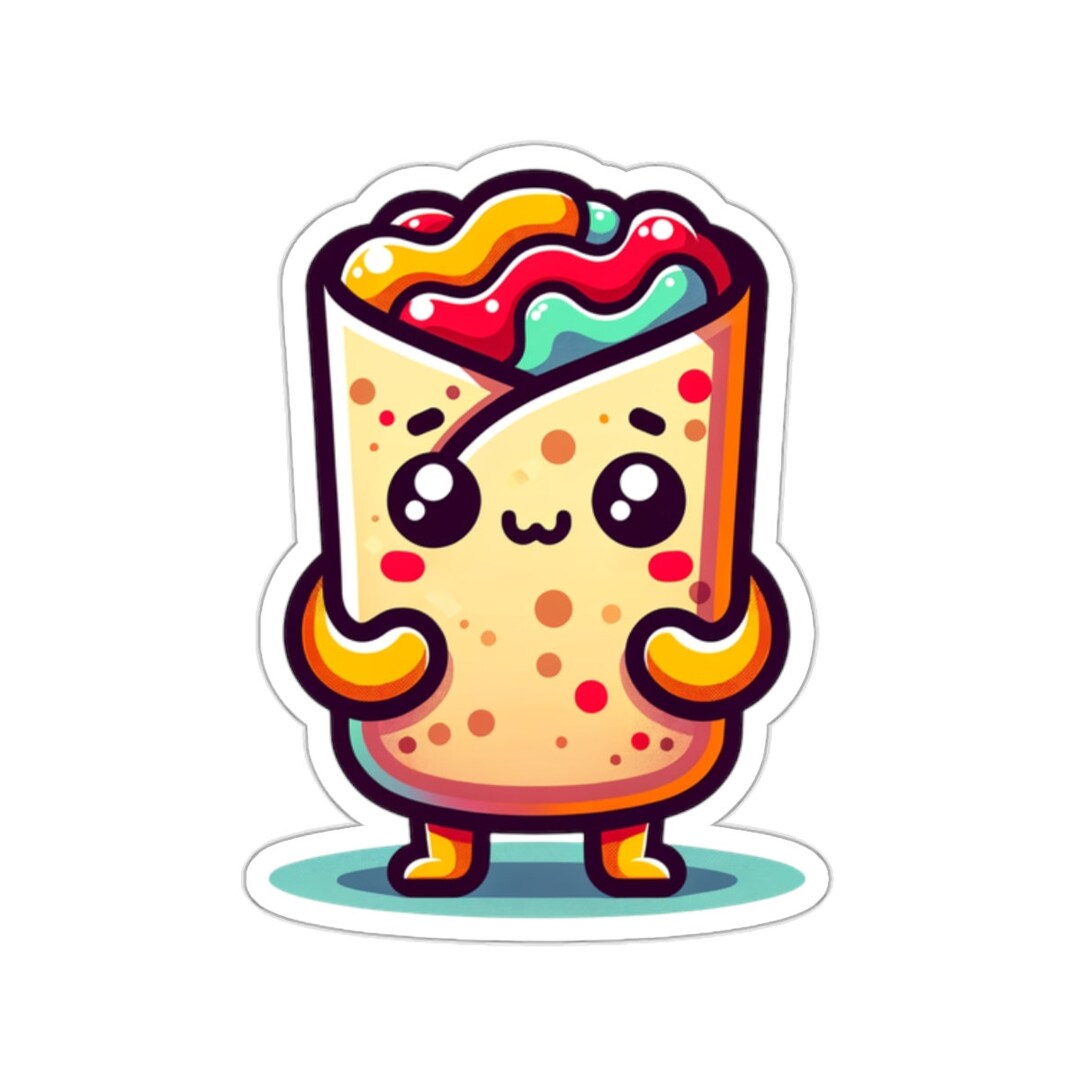 Cute Burrito Sticker, Journal Decals, Water Bottle Decal, Foodie ...