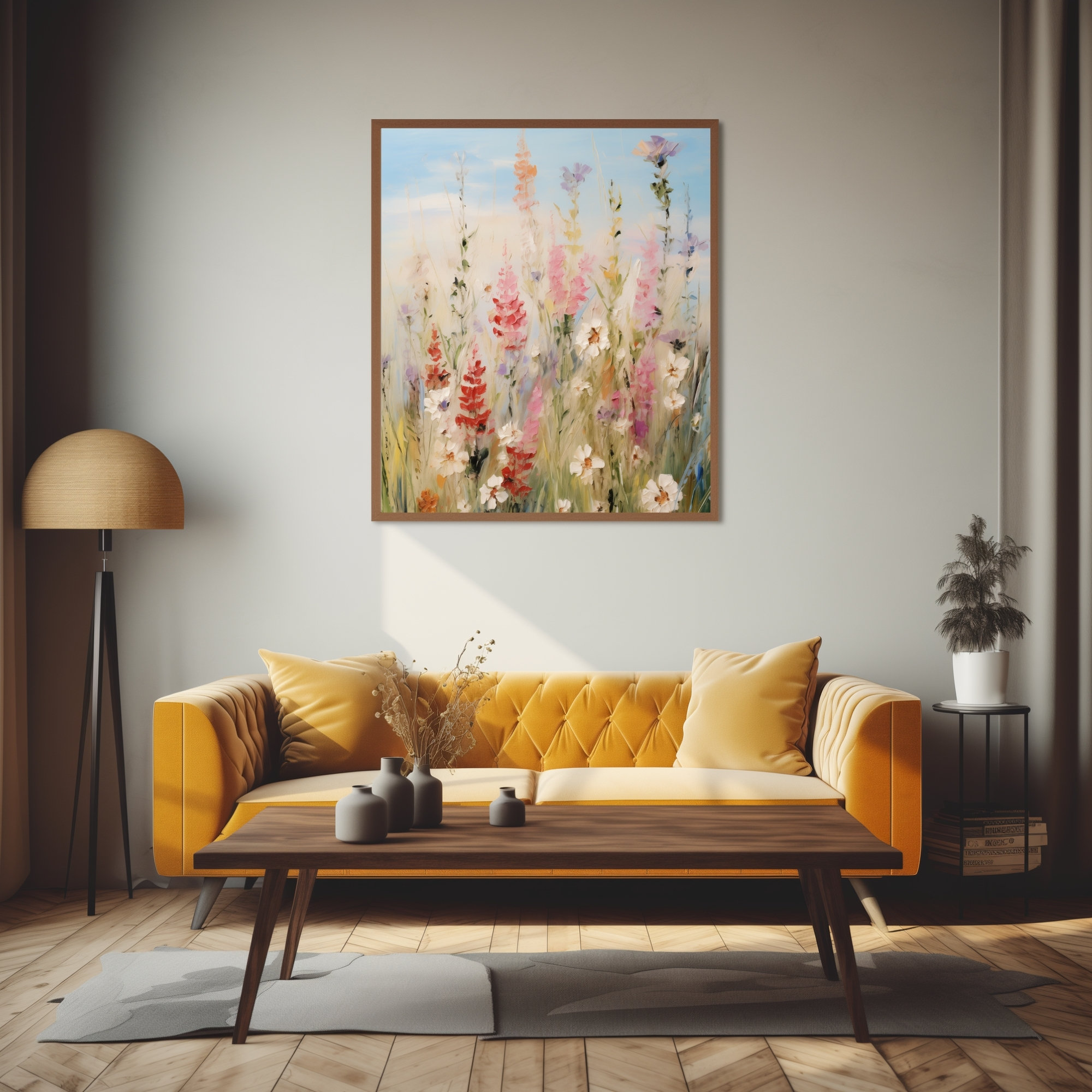 Spring Flowers Wall Art Wildflower Field Painting Vintage Floral Print ...