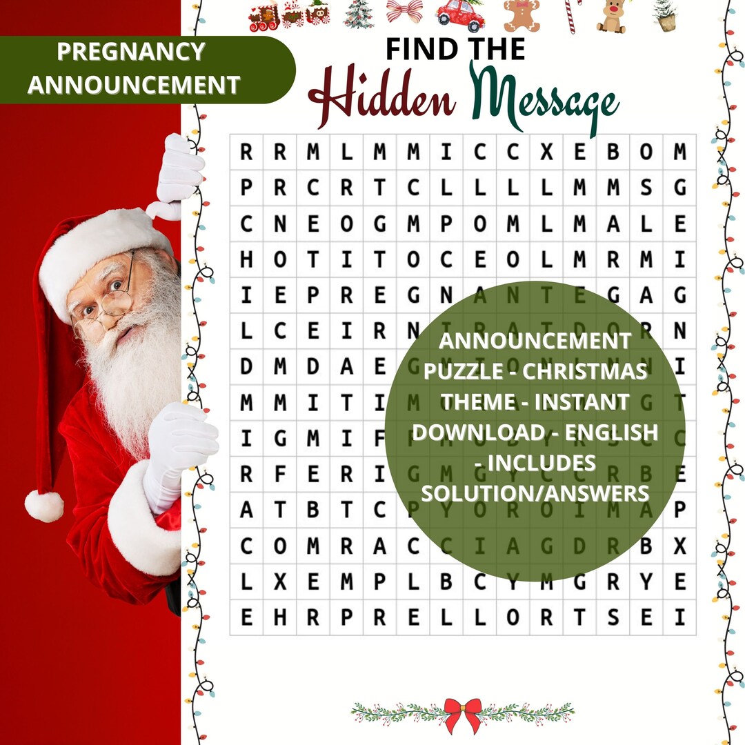 Christmas Pregnancy Announcement Puzzle, Holiday Reveal (digital ...