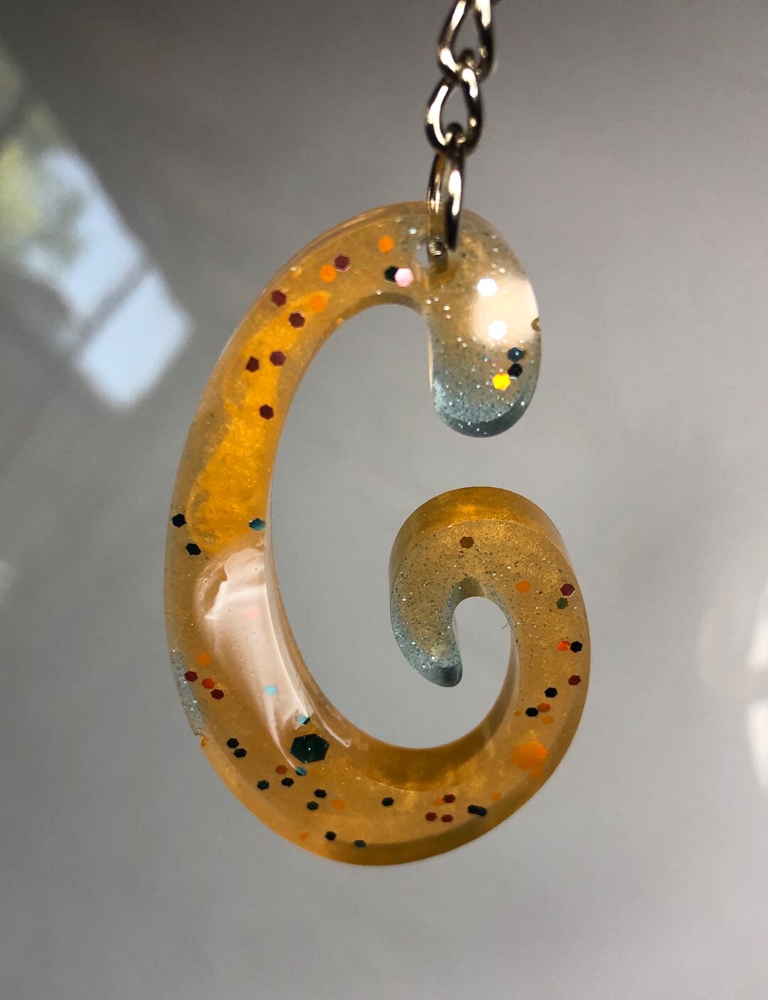 Resin Alphabet Letter Key Ring Fancy C - Etsy
