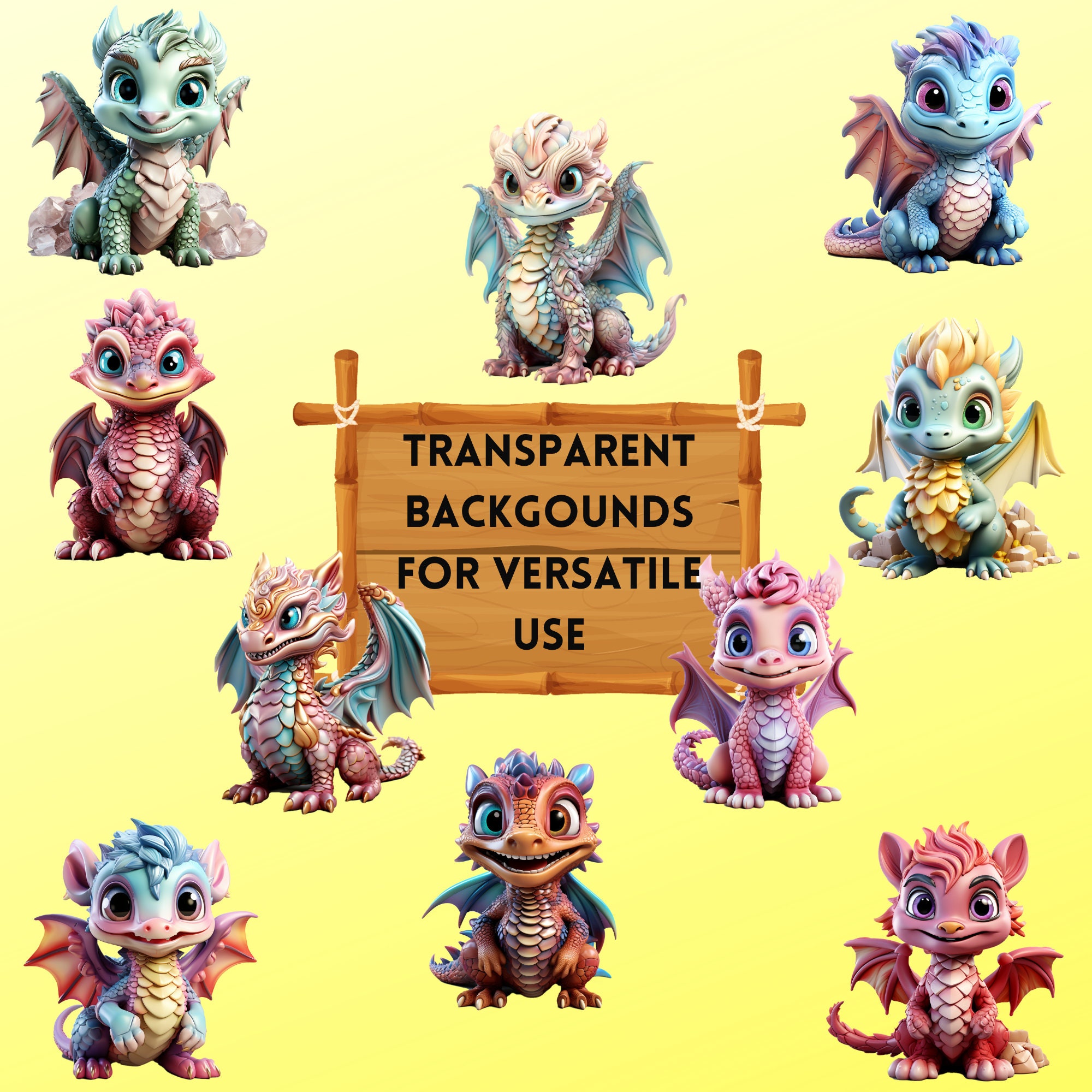 Cute Dragon Clipart Bundle 20 Commercial Use Digital Clipart - Etsy