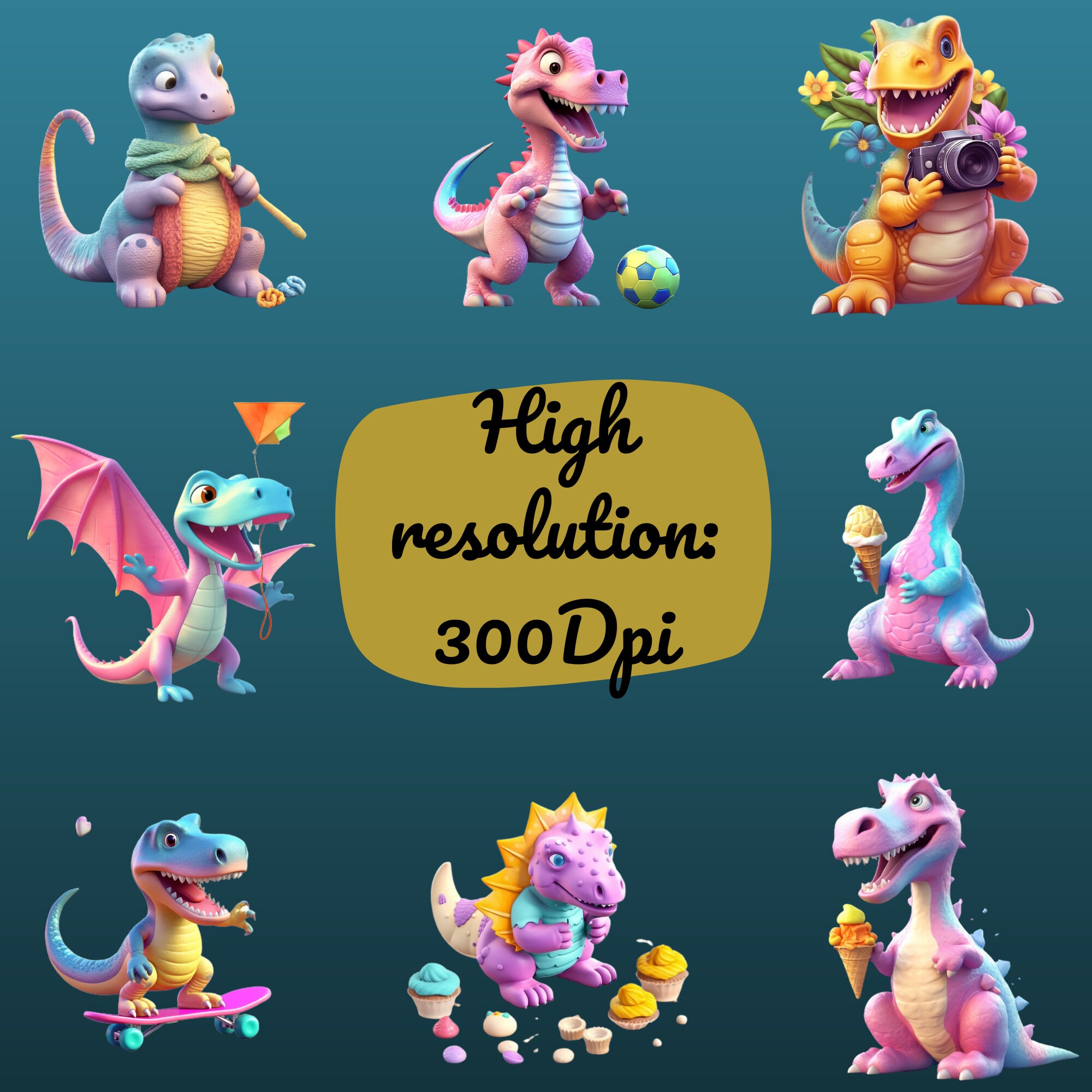Cute Dinosaur Clipart Bundle 20 Adorable Dino Illustrations Etsy