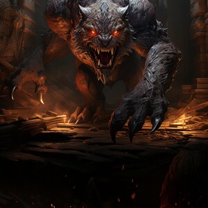 Hauntingly Fiery Demon and Werewolf Collection Set of 5 Halloween ...