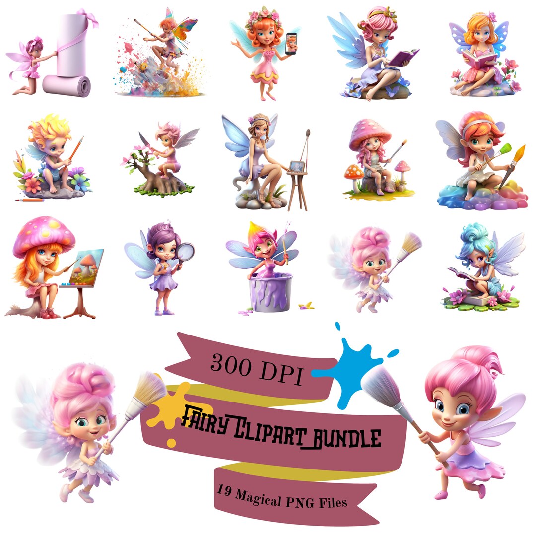 Enchanted Fairy Clipart Bundle 19 Magical Fairies for Arts and Crafts ...