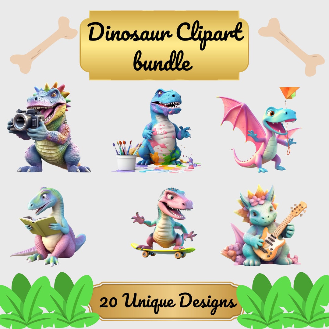 Cute Dinosaur Clipart Bundle - 20 Adorable Dino Illustrations for ...