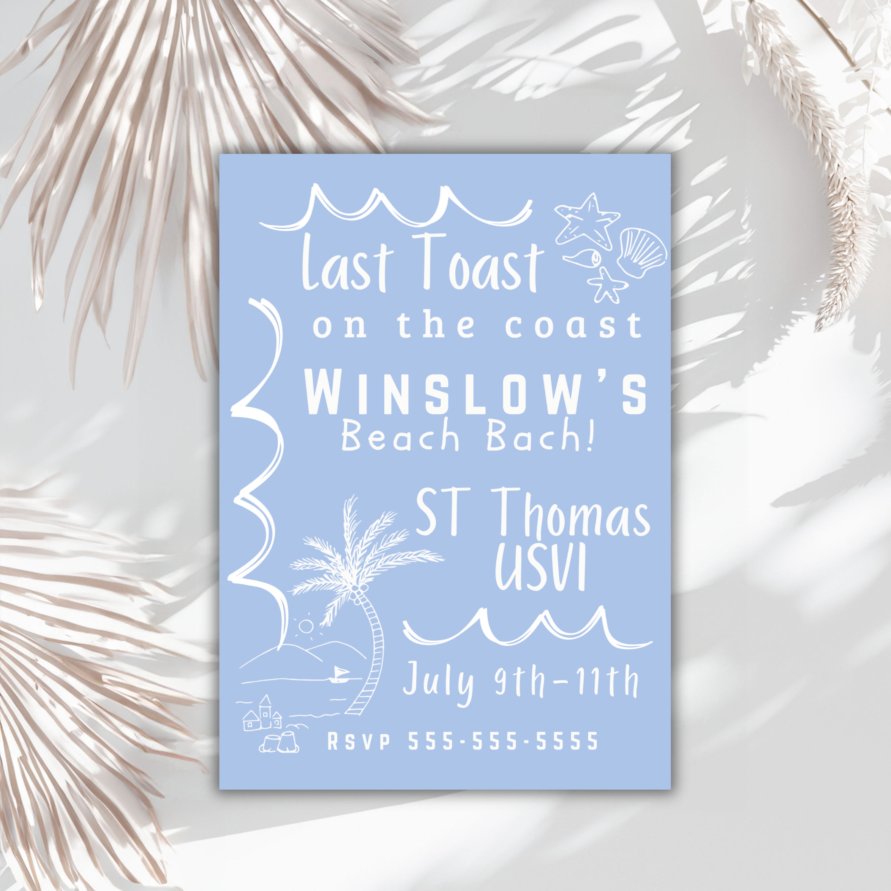 Editable Last Toast on the Coast Bachelorette Invitation Coastal ...