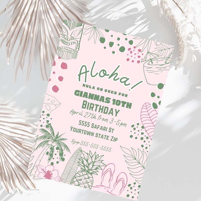 Editable Luau Party Invitation Tiki Party Hawaiian Themed Party the Big ...