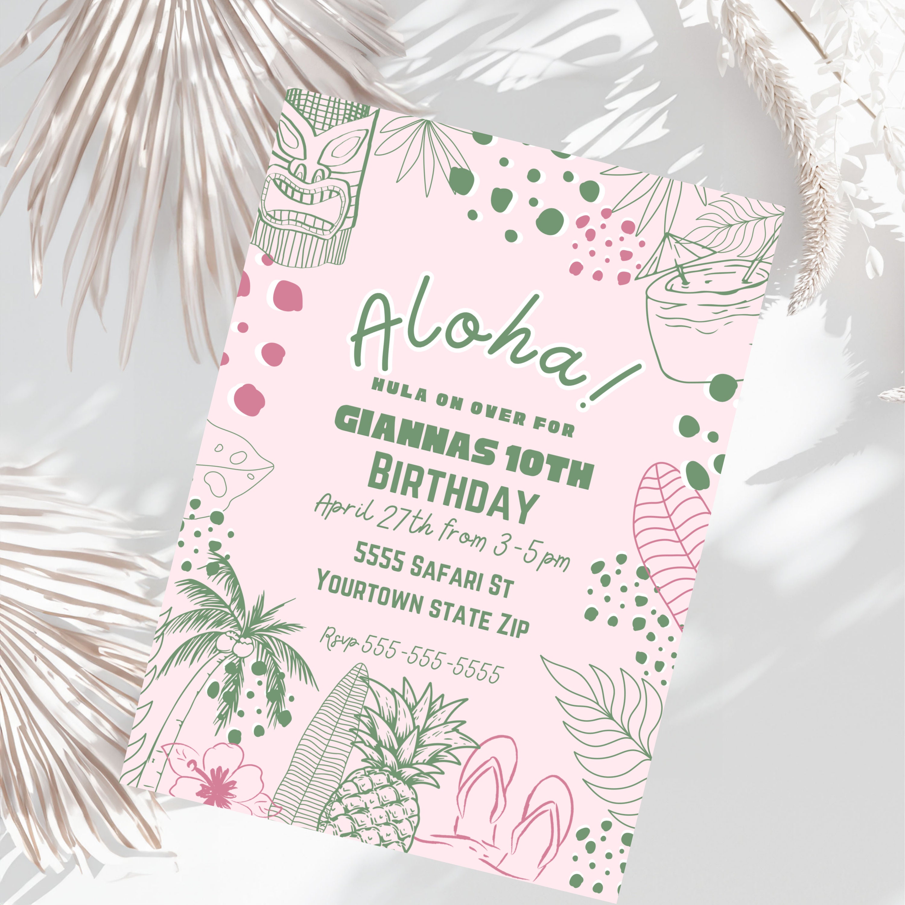 Editable Luau Party Invitation Tiki Party Hawaiian Themed Party the Big ...