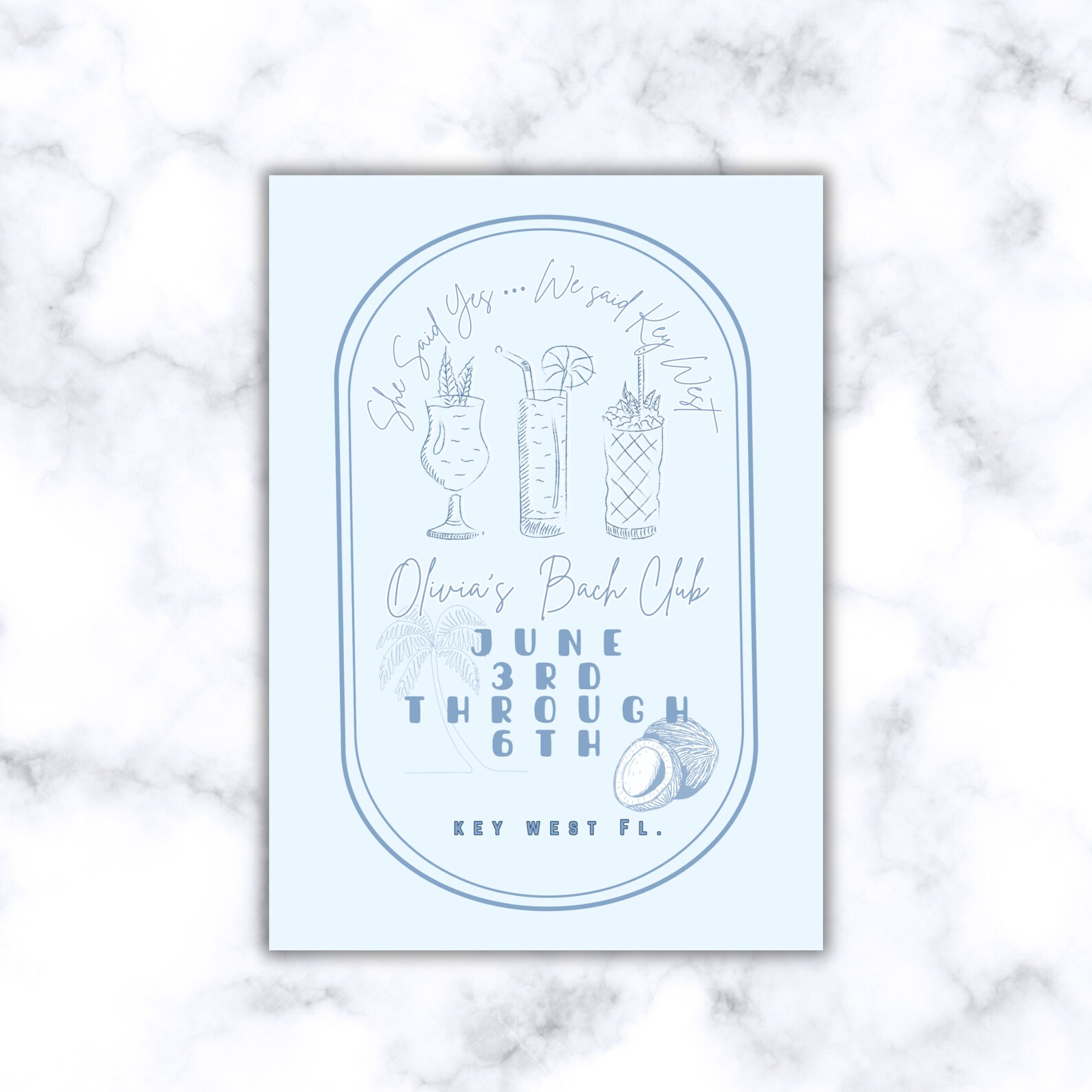 Editable Key West Bachelorette Tropical Invitation Set, Bach Club ...