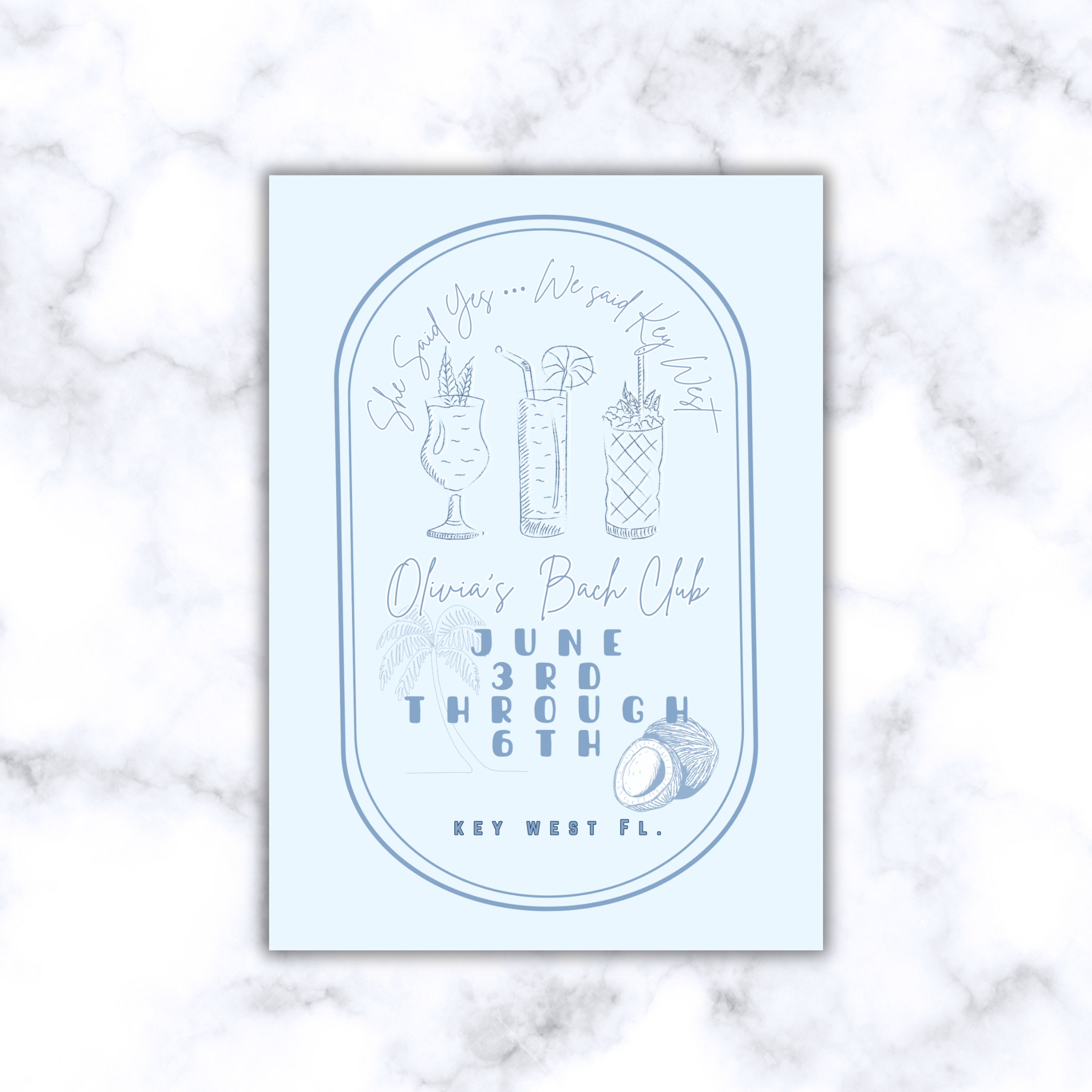 Editable Key West Bachelorette Tropical Invitation Set, Bach Club ...