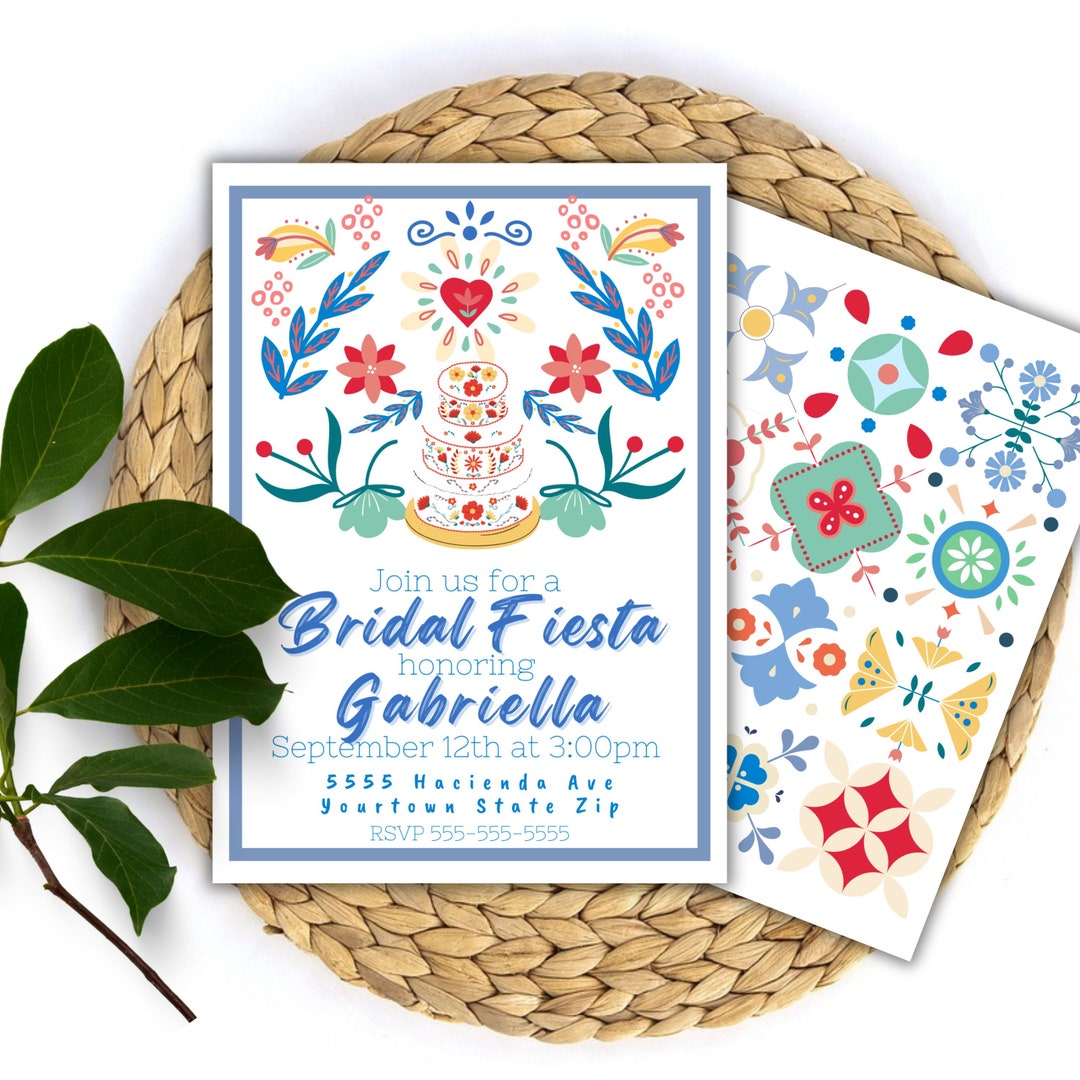 Fiesta Bridal Shower Invitation – Mexican Tile, Editable Template ...