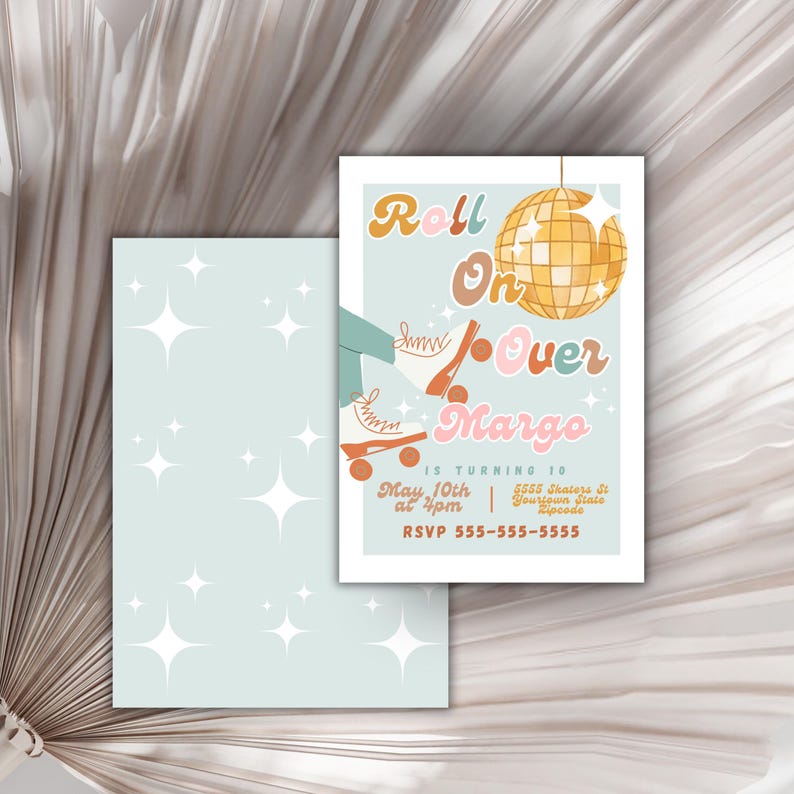 Editable Roller Skate Birthday Party, Roller Skate Let’s Roll ...