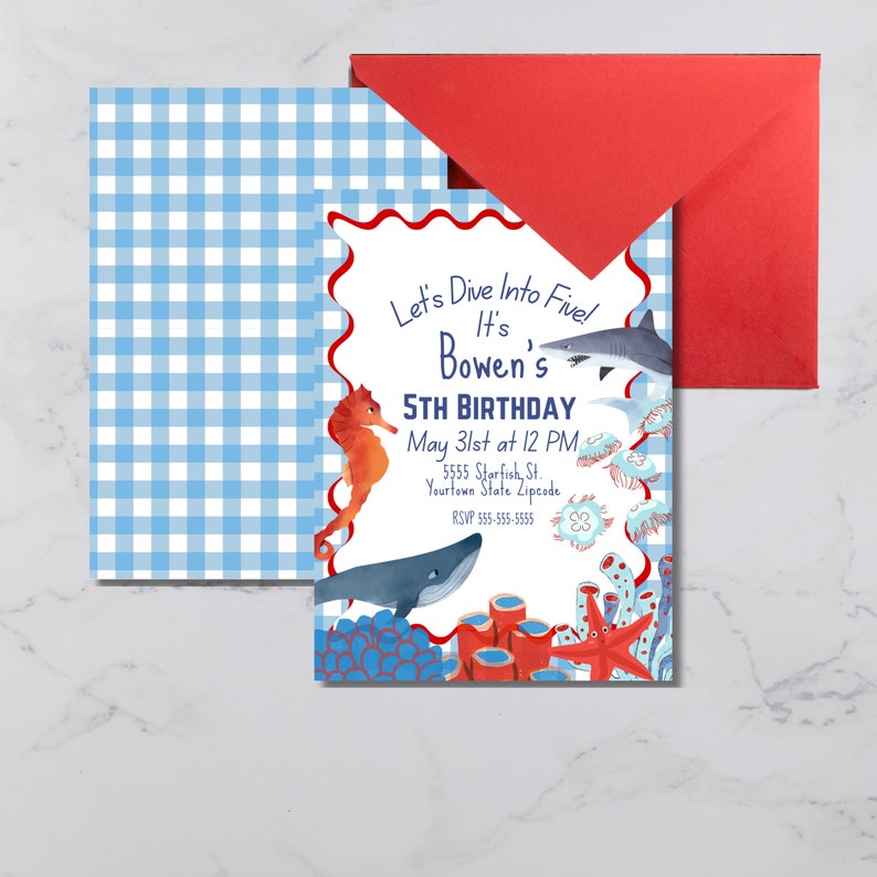 Editable Dive Into Five Invitation Beach Pool Party Boys 5th Birthday ...