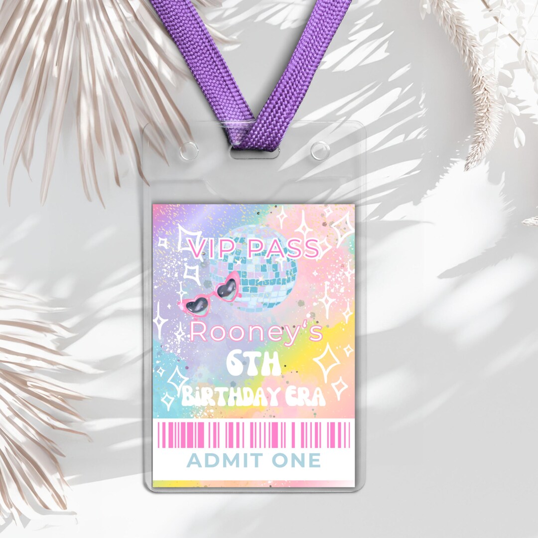 Editable Birthday Era Party VIP Tag Vip Pass You Tags Music Pop Singer ...