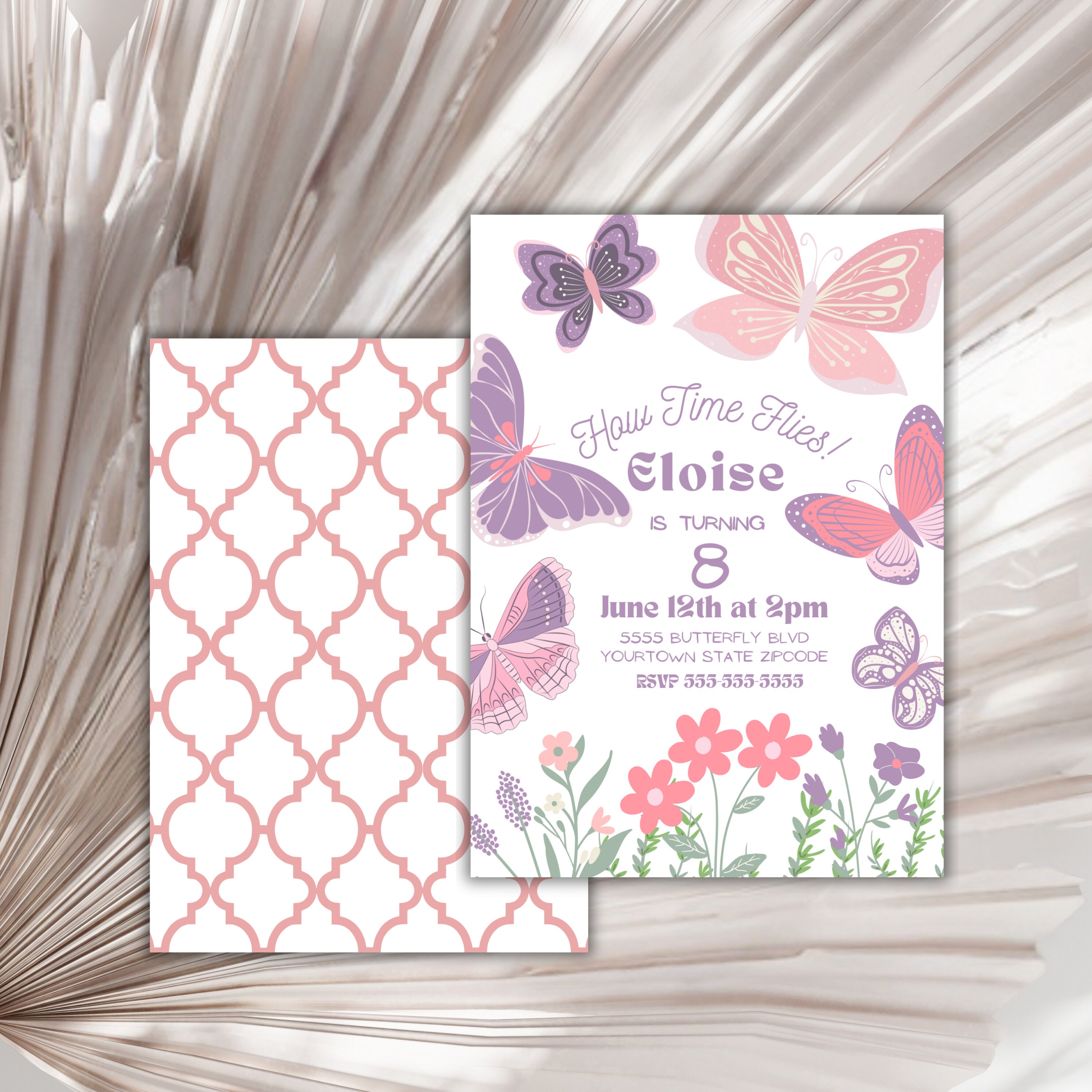 Editable Butterfly Themed Birthday Party Invite Garden Party Enchanted ...