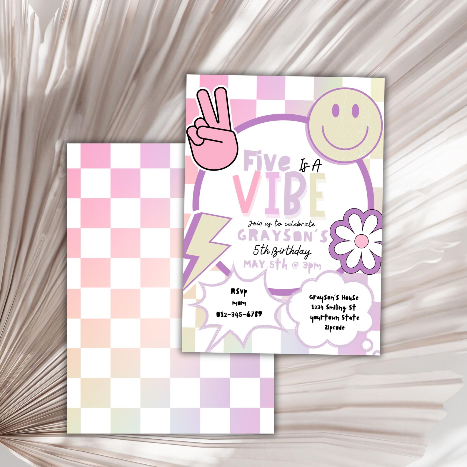 Editable Preppy Five a Vibe Girl Invite Cool Girl 5th Birthday Party ...