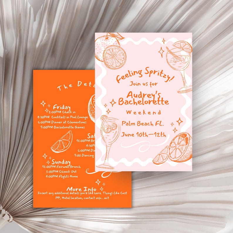 Editable- Summer Spritz Invitation Doodle Hand Drawn Feeling Spritzy ...