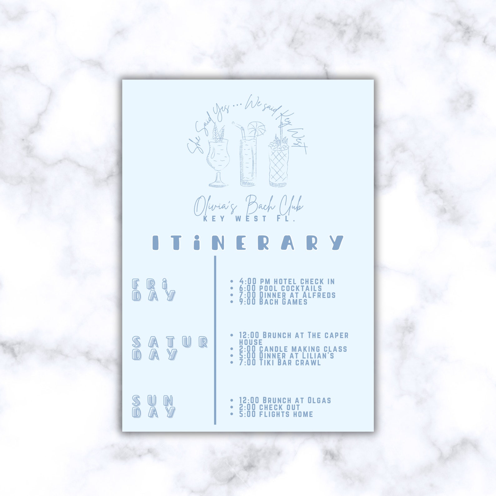 Editable Key West Bachelorette Tropical Invitation Set, Bach Club ...