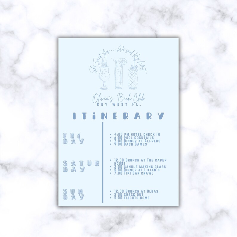 Editable Key West Bachelorette Tropical Invitation Set, Bach Club ...