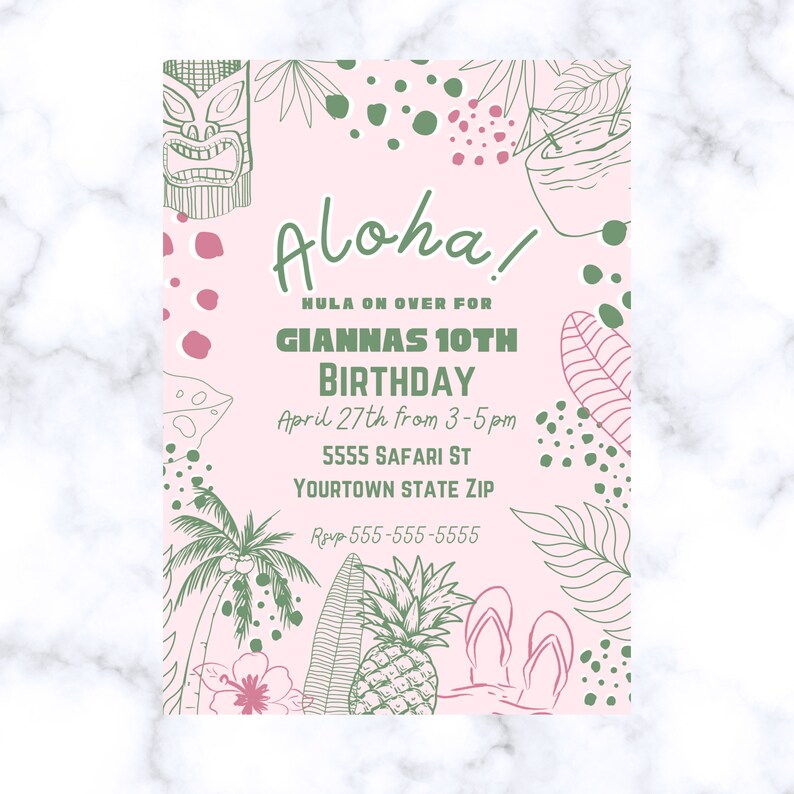 Editable Luau Party Invitation Tiki Party Hawaiian Themed Party the Big ...