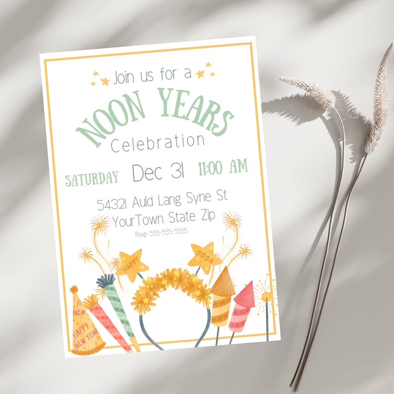 Editable Noon Years Kids Party Invitation, Ball Drop (digital) - Etsy