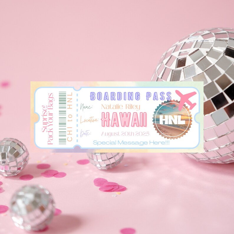 Editable Hawaii Boarding Pass Template, Surprise Vacation Gift (canva ...