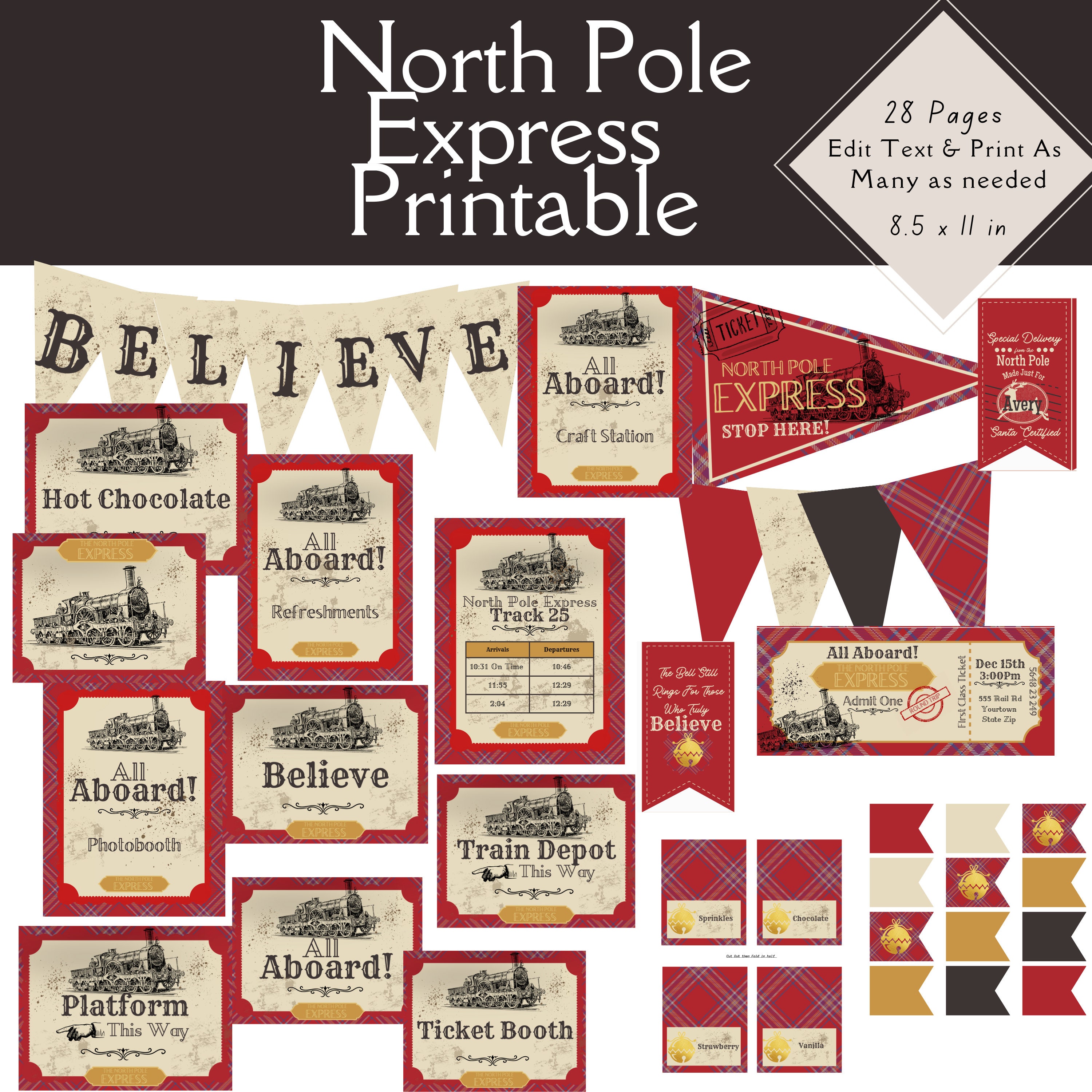 Editable Northpole Express Train Party Printable Magic Santa - Etsy