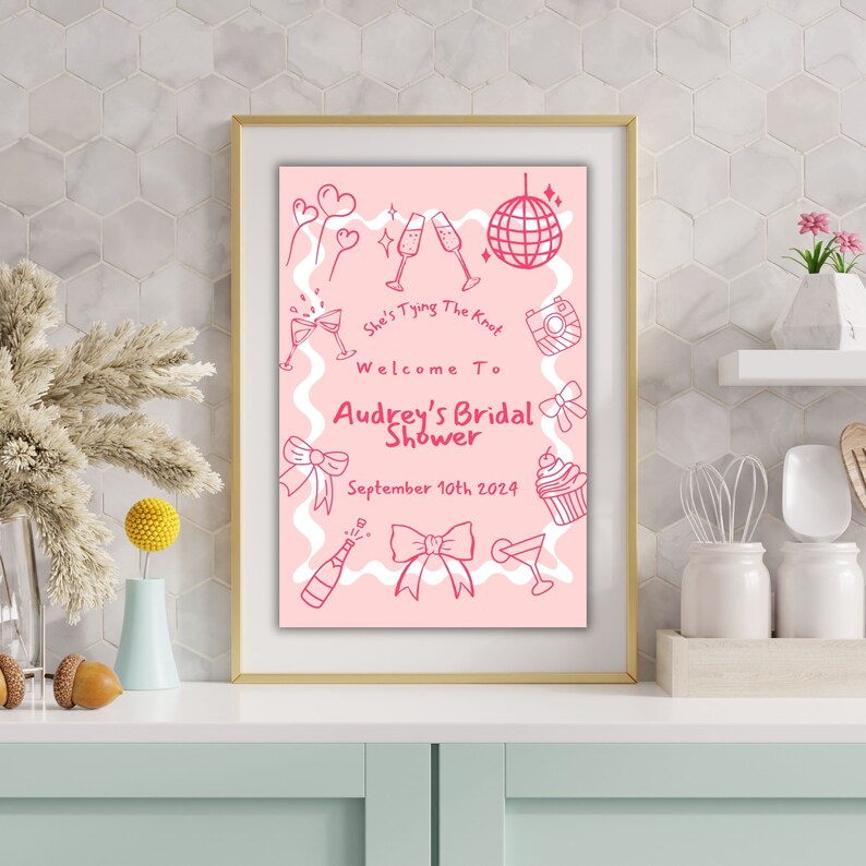 Editable Coquette Bachelorette Disco Handrawn Bachelorette Welcome Sign ...