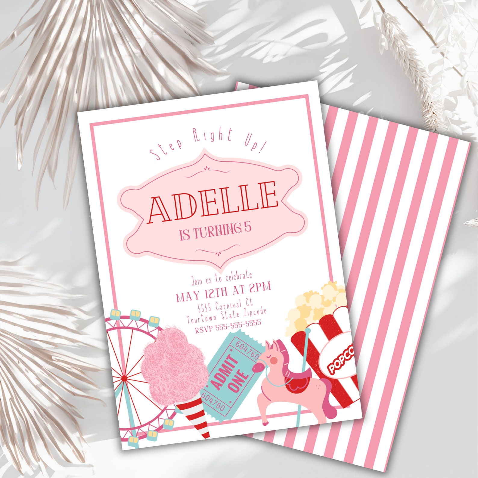 Editable Carnival Invite Carnival Theme Birthday Invitation the ...