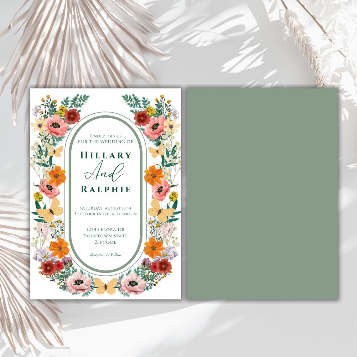 Editable Fall Floral Wedding Suite Rsvp Invite Wildflower Wedding ...